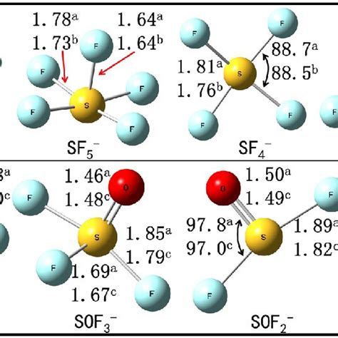 Equilibrium Structures Of Sf 6 − Sf 5 − Sf 4 − Sf 3 − Sof 4 −
