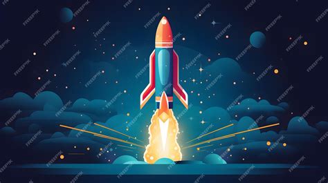 Premium Photo Creative Graphic Of A Rocket Ship Blasting Off