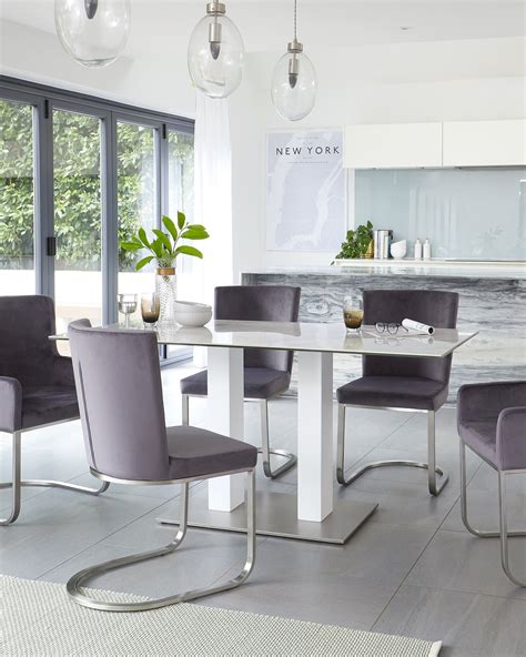 Marble And Ceramic 6 Seater White Dining Table From Danetti