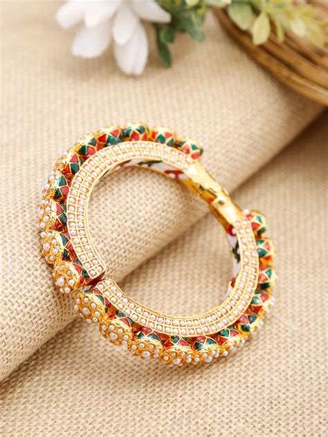 Ruby Raang Pearl Embellished Bangle A380 79