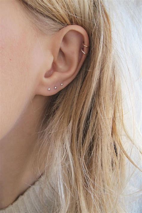 Very Small Studs Small Silver Studs Third Piercing Earring Dot