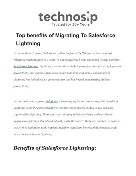 Ppt Top Benefits Of Migrating To Salesforce Lightning Powerpoint