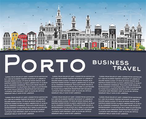 Porto Portugal City Skyline With Color Buildings Blue Sky And Copy