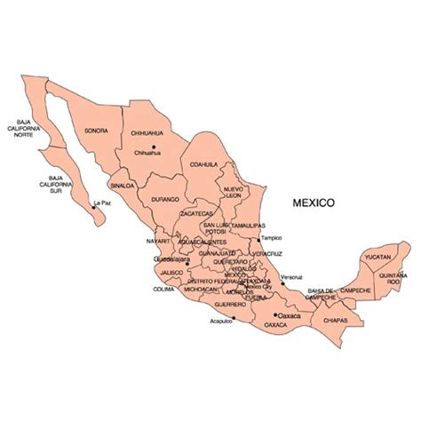 Mexico Powerpoint Map Administrative Districts Capitals Maps For Design