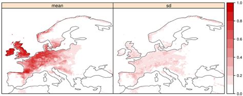 Mean And Standard Deviation Of The Sdm Ensemble Projections Glm