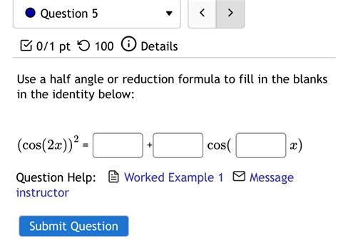 Solved Question 501pt100 I Detailsuse A Half Angle Or