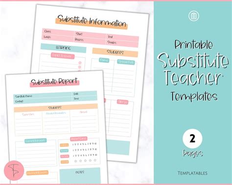 Substitute Teacher Note Printable Teacher Planner Template While You Were Out Report Lesson