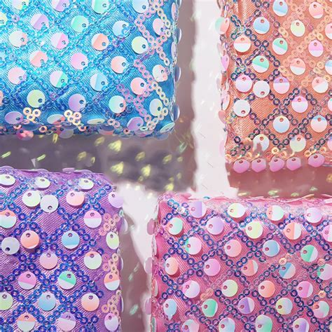 Iridescent 7mm Sequin Grid Pattern Decoration Fabric Oneyard