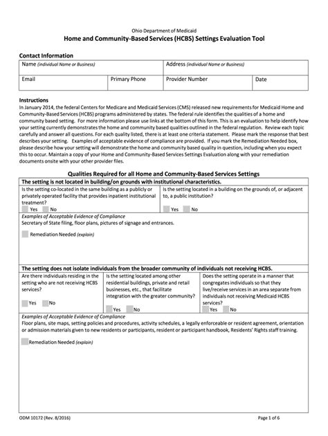 Form Odm 10172 Hcbs Settings Evaluation Airslate Signnow