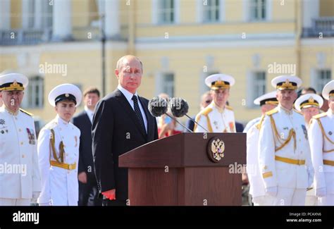 Russian President Vladimir Putin Alongside Naval Leaders During Navy
