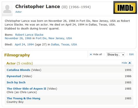 Apr 24 1994 Lance Christopher