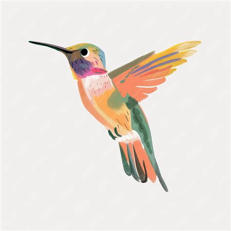Colorful Hummingbird Illustration Art Premium Ai Generated Vector