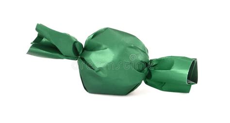 Delicious Candy In Dark Green Wrapper Isolated On White Stock Image