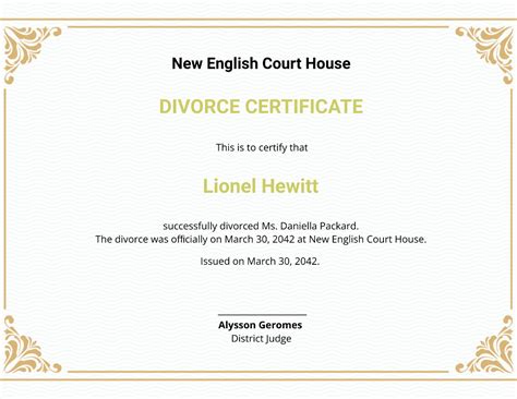 Free Divorce Certificate Template To Edit Online