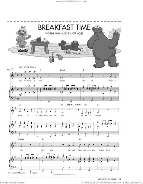 Breakfast Time From Sesame Street Sheet Music For Voice Piano Or Guitar