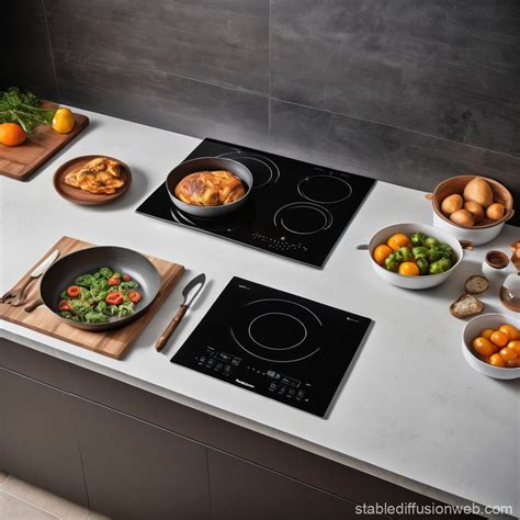 Kitchen With Induction Cooktop And Air Oven Stable Diffusion Online