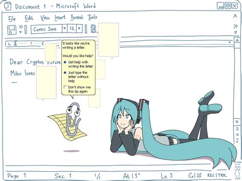 Hatsune Miku And Clippy Vocaloid And 2 More Drawn By Digiral Danbooru