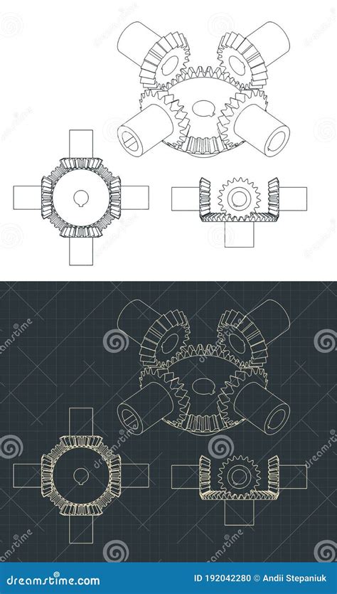 锥齿轮模块 向量例证 插画 包括有 间距 机械 零件 行动 结构 成斜面的 传动箱 图纸 192042280