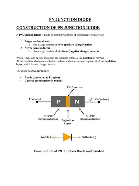 Construction Of Pn Junction Diode And Zener Diode Pdf Pn Junction