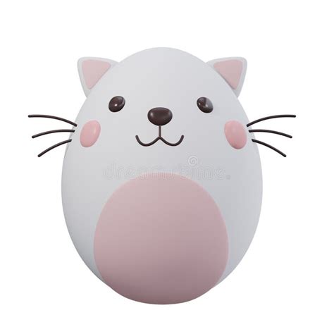 Cat Easter Egg Cute White Kitten Cartoon Character For Easter Day 3d