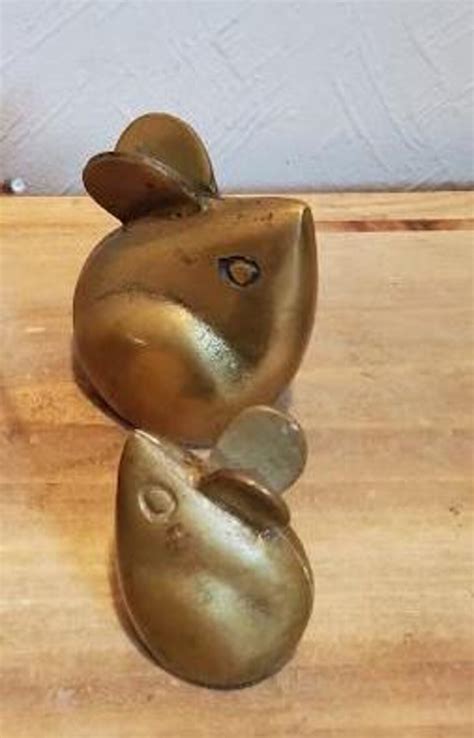 Adorable Vintage Brass Mice Set Of 2 Etsy