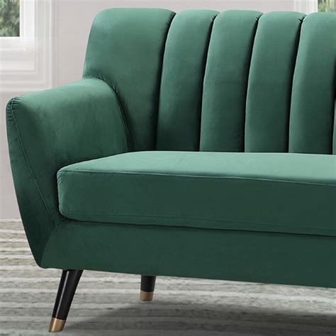 Morgan 3 Seater Green Plush Velvet Sofa Wilko