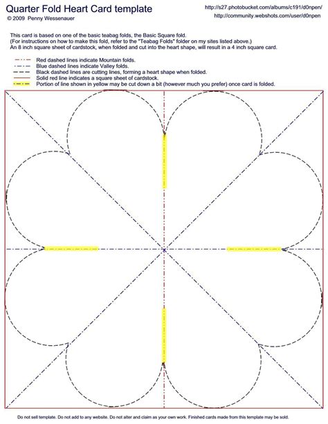 Quarter Fold Heart Card Template Valentines Heart Cards With