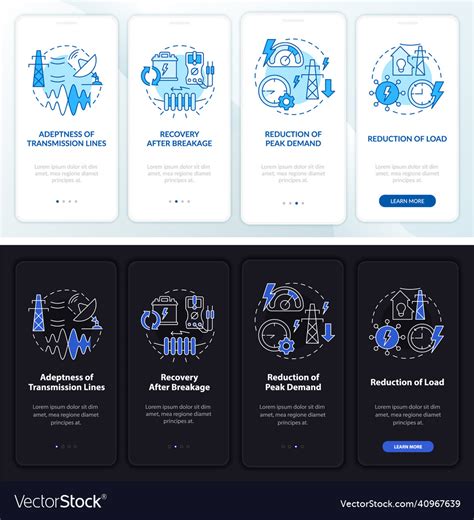 Smart Grid System Night And Day Mode Onboarding Vector Image