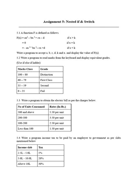 assignment 5 nested if and switch pdf area geometric shapes