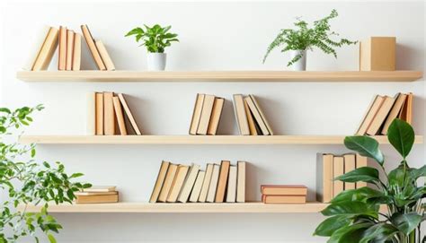 Minimalist Bookshelf Decor Premium Ai Generated Image