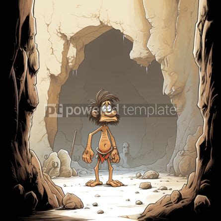 Sergio Aragones Inspired Cartoon Full Body Caveman Drawing In A Cave