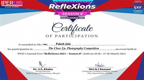 Palash Jain On Linkedin Certificate Participation Photography Iper