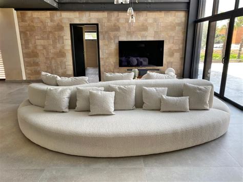 Lab Organic Curved Double Sided Fabric Sofa By Crearte Collections