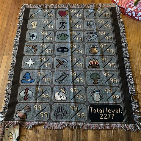 Runescape Hand Woven Blanket Max Stats 2277 Tapestry Throw Meme