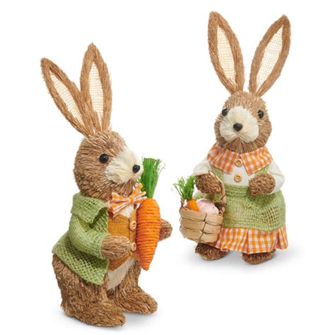 Raz 11 Mr And Mrs Carrot Patch Bunny Easter Figure Set Of 2 Raz Imports Raz Easter