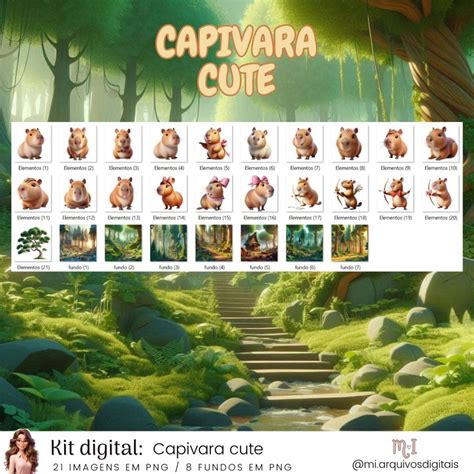 Kit Digital Capivara Cute Elo7 Produtos Especiais