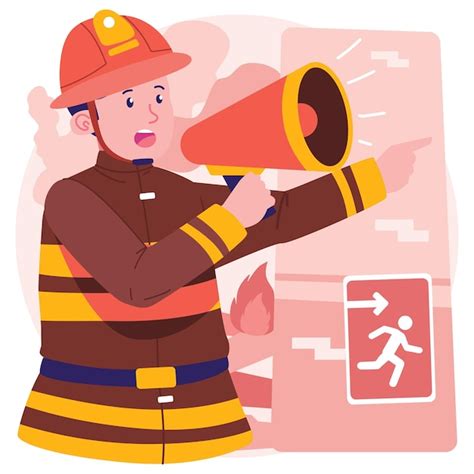 Premium Vector Firefigter Character Illustration