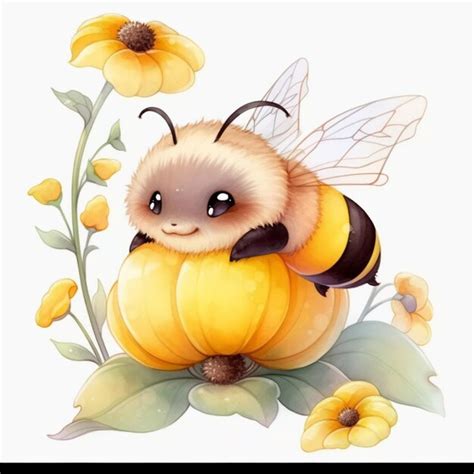 Premium Photo There Is A Bee That Is Sitting On A Pumpkin Generative Ai