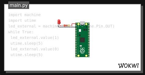 RPi Pico External LED Blink Wokwi ESP STM Arduino Simulator