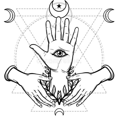 Mystical Symbol Human Hand Eye Of Providence Sacred Geometry
