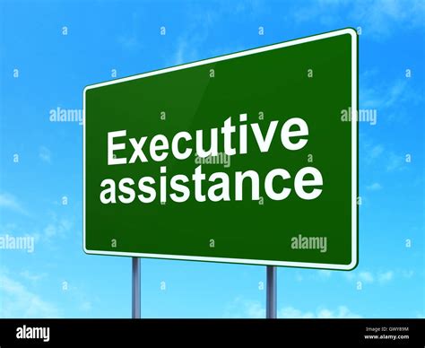 Finance Concept Executive Assistance On Road Sign Background Stock