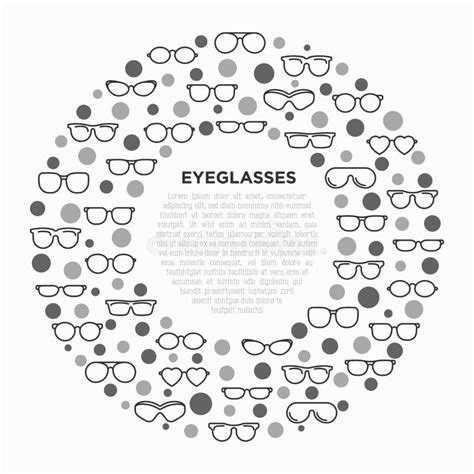 Eyeglasses Concept In Circle With Thin Line Icons Sunglasses Sport