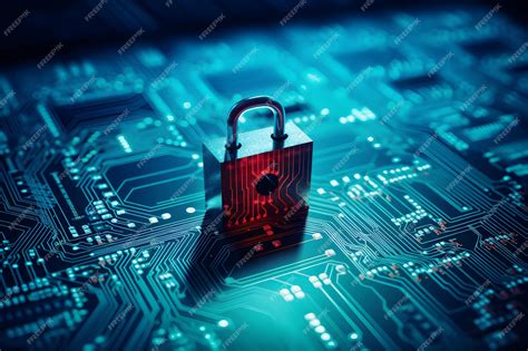 Premium Ai Image Cybersecurity Concept Depicting A Padlock On Top Of A Microchip Board