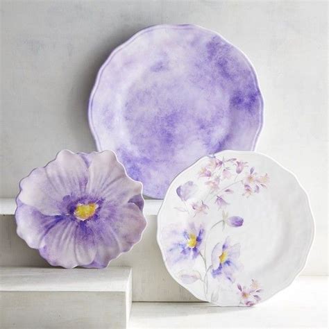 Cynthia Floral Lavender Melamine Dinnerware Liked On Polyvore Featuring