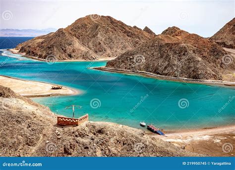 Turquoise Water Of Red Sea In Fjord Bay In Taba South Sinai Egypt Stock Image Image Of