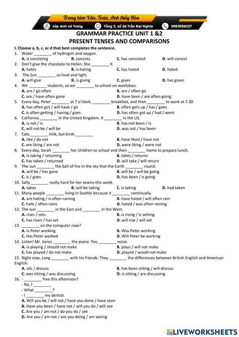 Unit 1 2 Grammar Practice Worksheet Grammar Practice Foreign