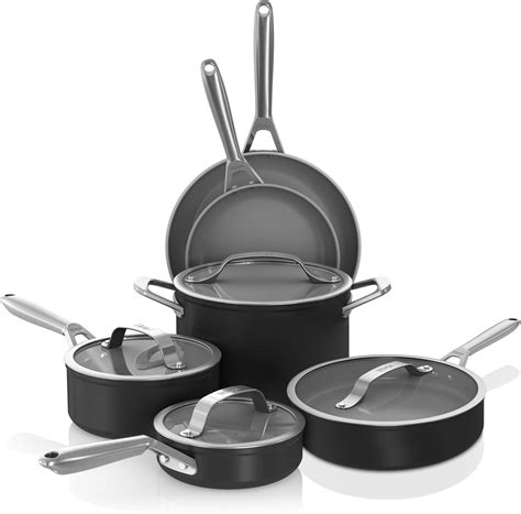 Jiaqi Neverstick Ceramic Pro 10 Piece Cookware Set Non Stick Pots