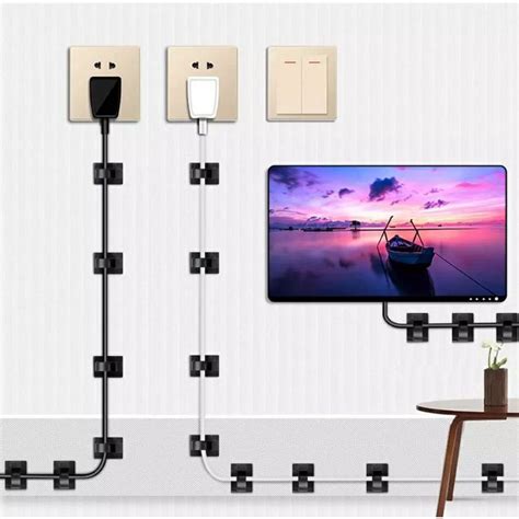 Mua Kẹp Dán Dây Cáp điện Lên Tường Lên Mặt Bàn Dán Dây điện đèn Led Tủ Bếp Tủ Quần áo Kệ Trưng