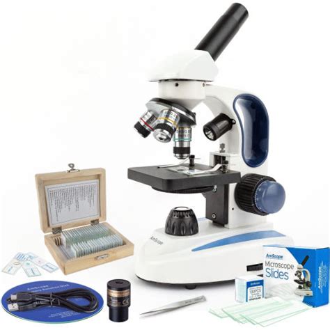 Amscope 40x 1000x Monocular Microscope 13mp Digital Camera 25 Pc