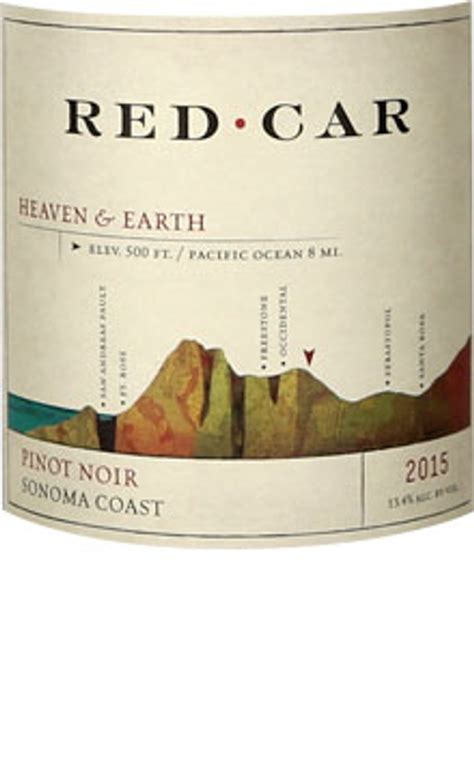 Red Car Pinot Noir Sonoma Coast Heaven And Earth 2015 Woodland Hills